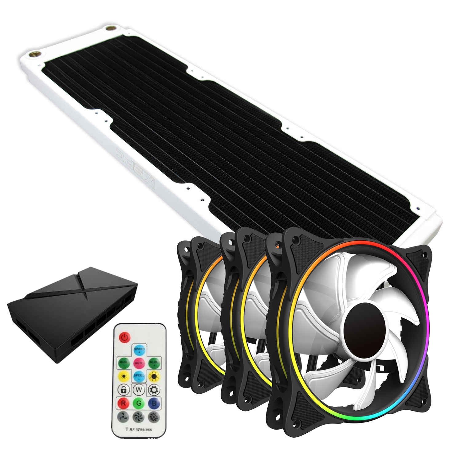 WCUK Spec XSPC TX360 White Radiator and Game Max Fans Value Kit with ...