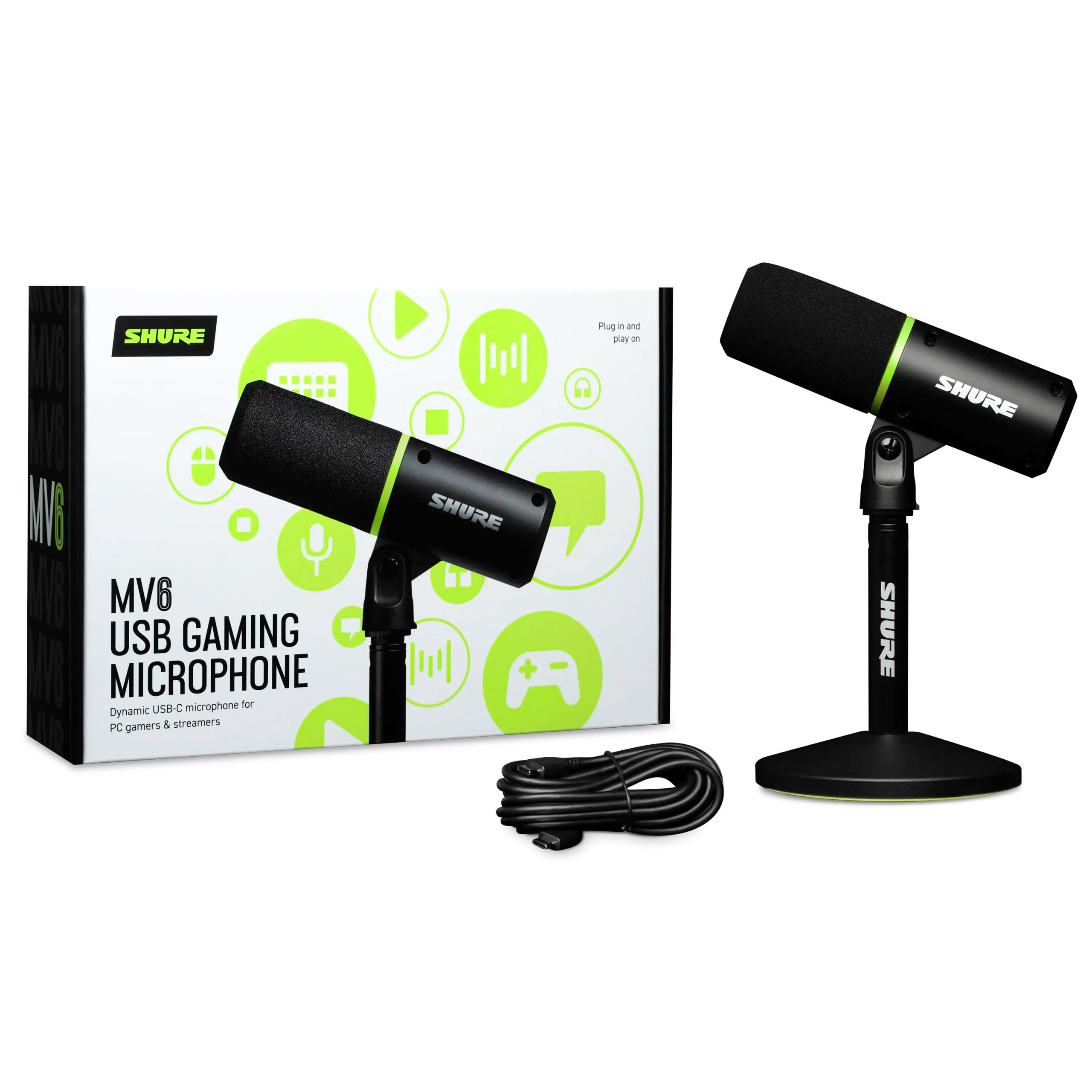 Shure MV6 USB Gaming Microphone, USB-C - black - Watercooling UK