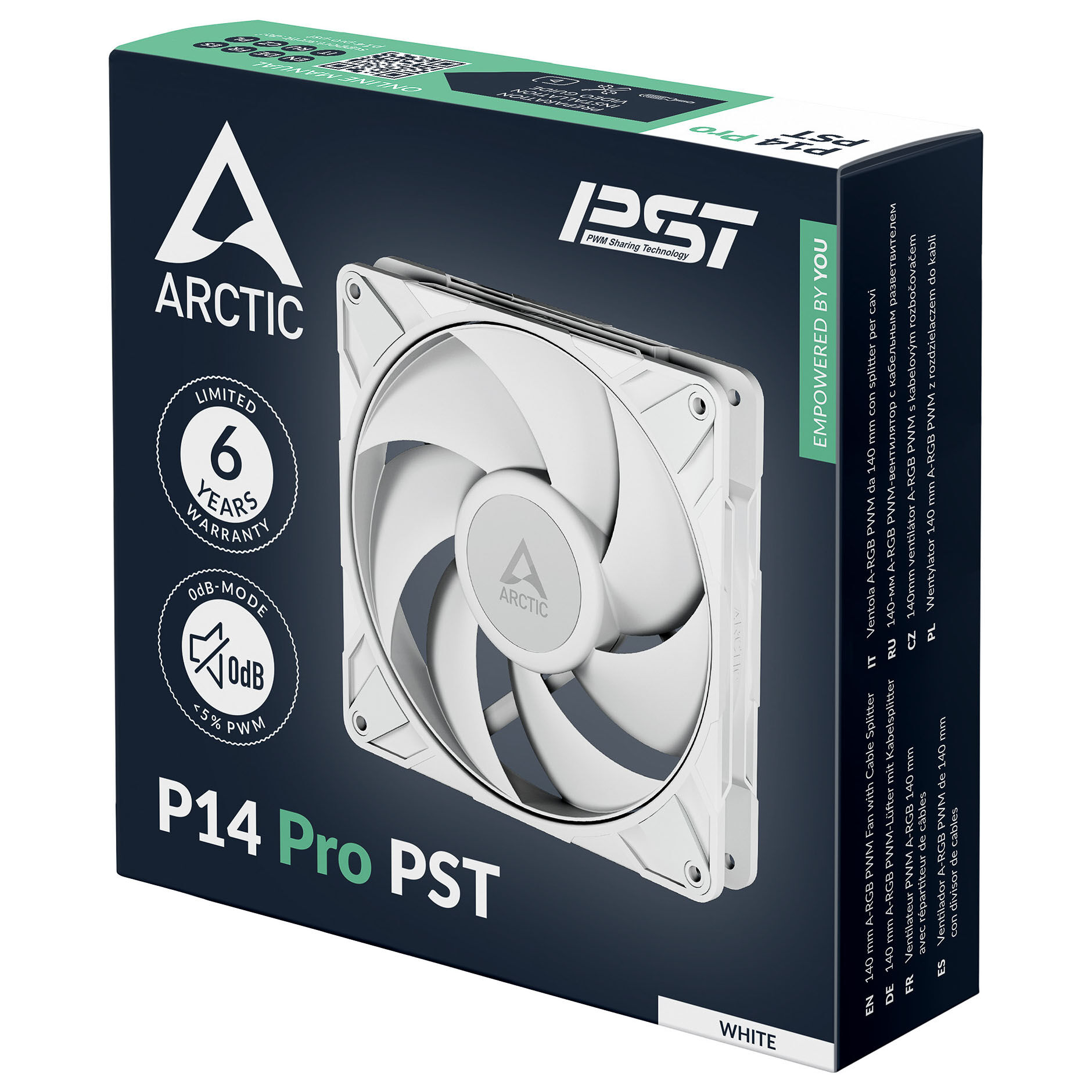 ARCTIC P14 Pro PST PWM fan - 140mm, white - Watercooling UK