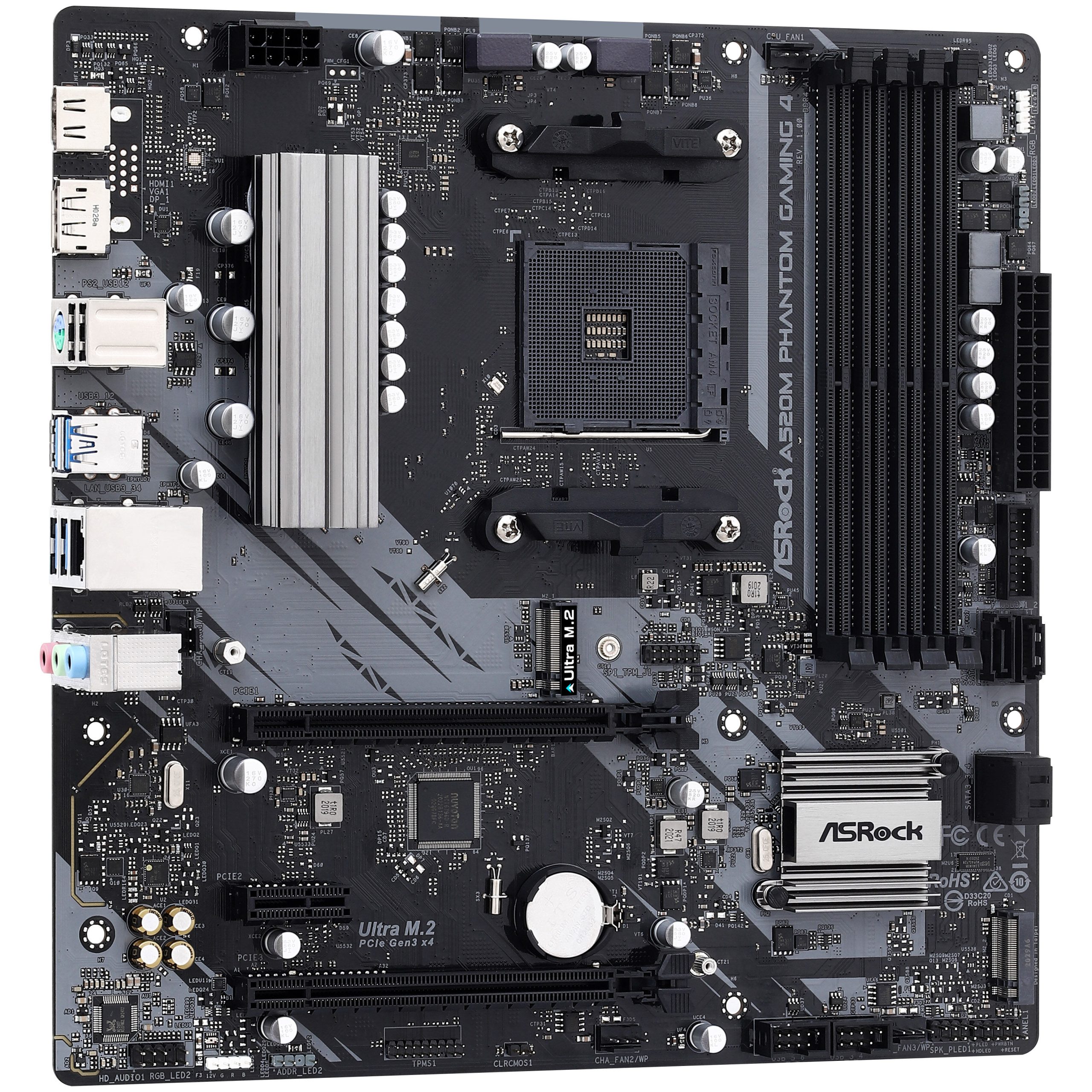 ASRock A520M Phantom Gaming 4 motherboard - A520 chipset, Socket AM4 ...
