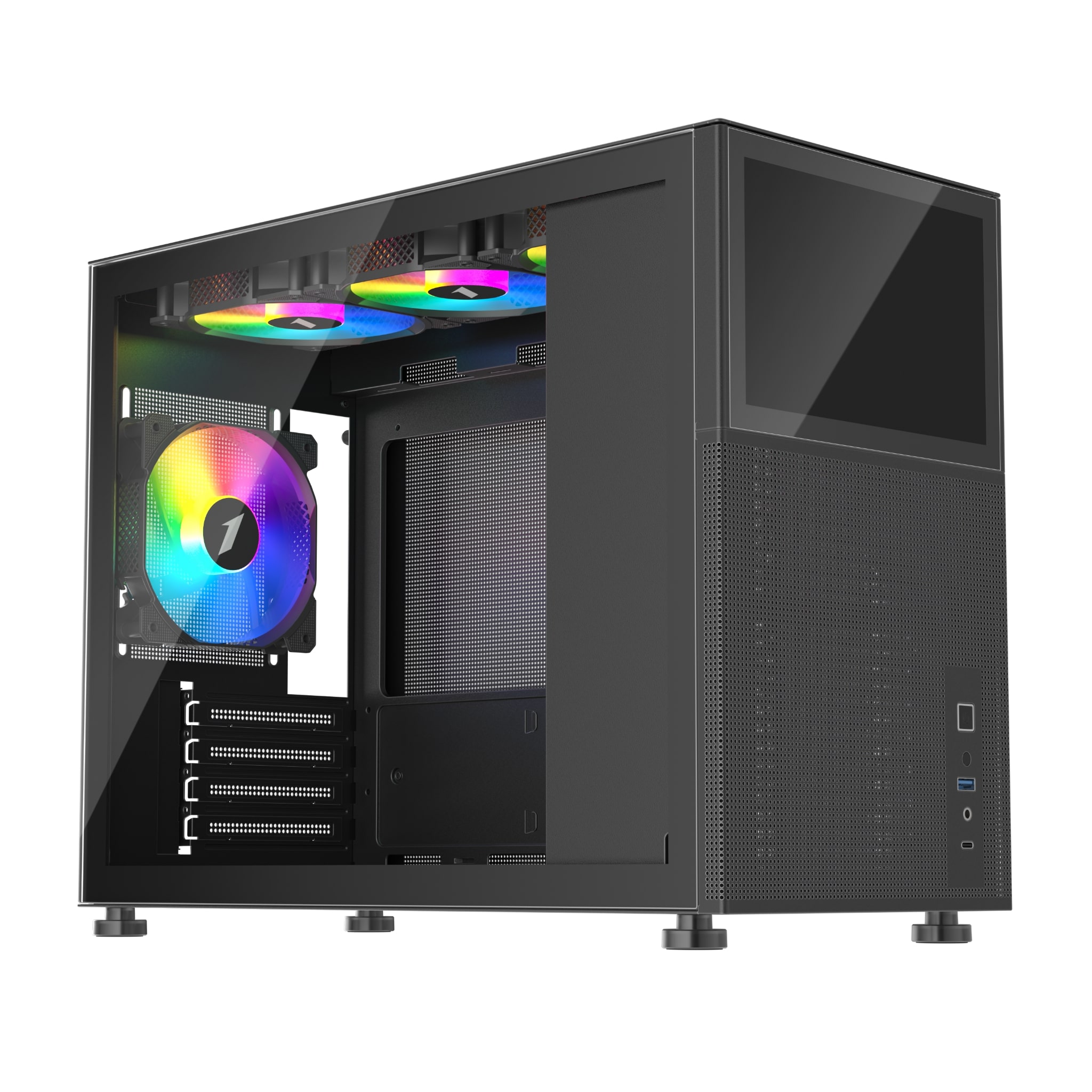1st Player MIKU Mi6-EV Emotion View Micro ATX Black Case - Watercooling UK