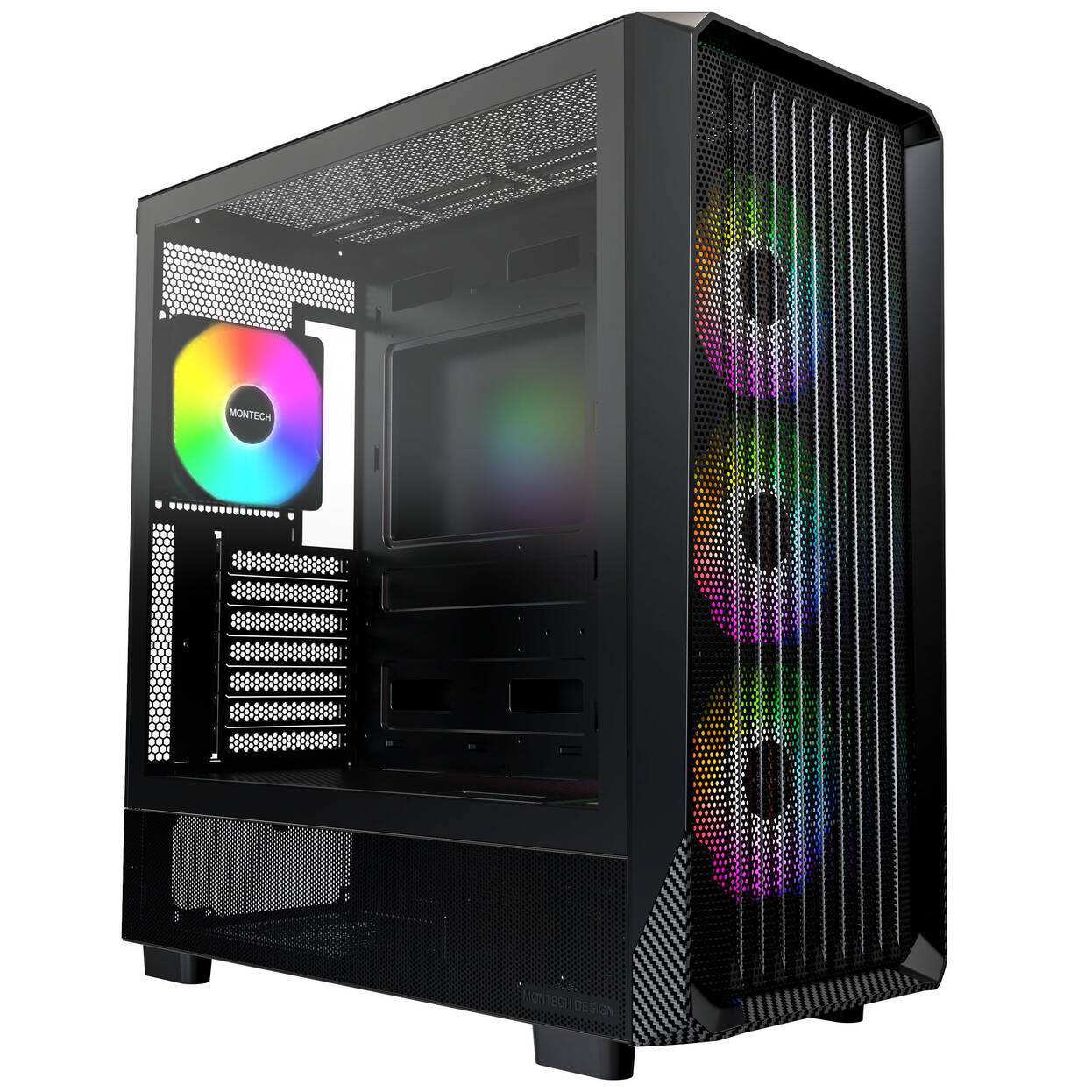 Montech X5 PC Case, Mid Tower, E-ATX, ARGB, Tempered Glass - Black ...