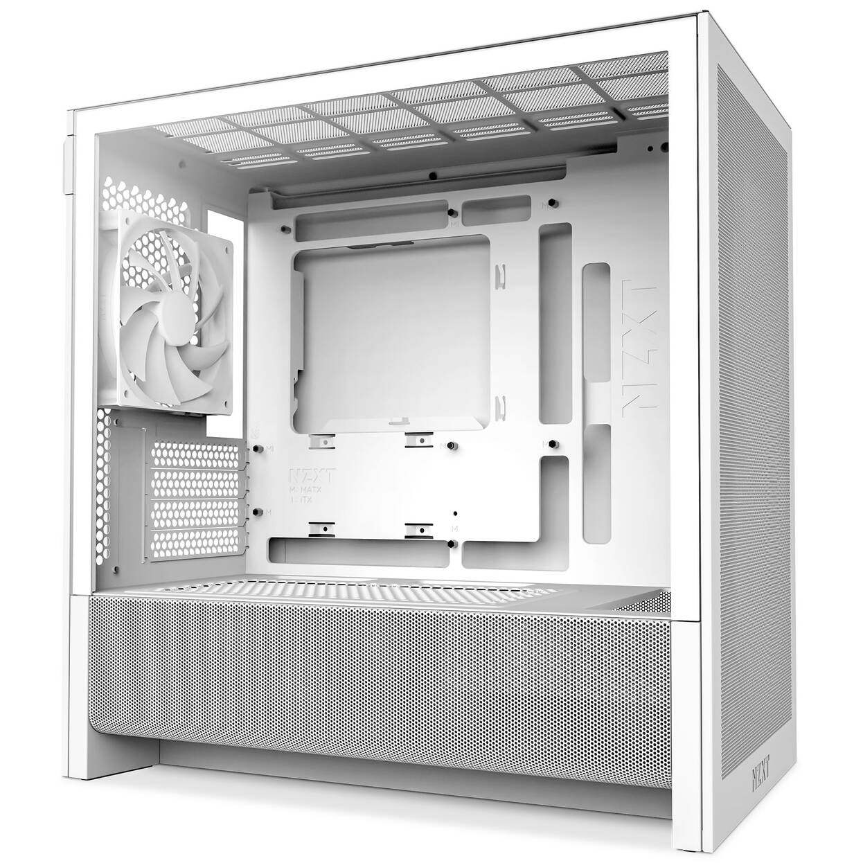 NZXT H3 Flow PC Case, Mid Tower, mATX, Tempered Glass - White ...