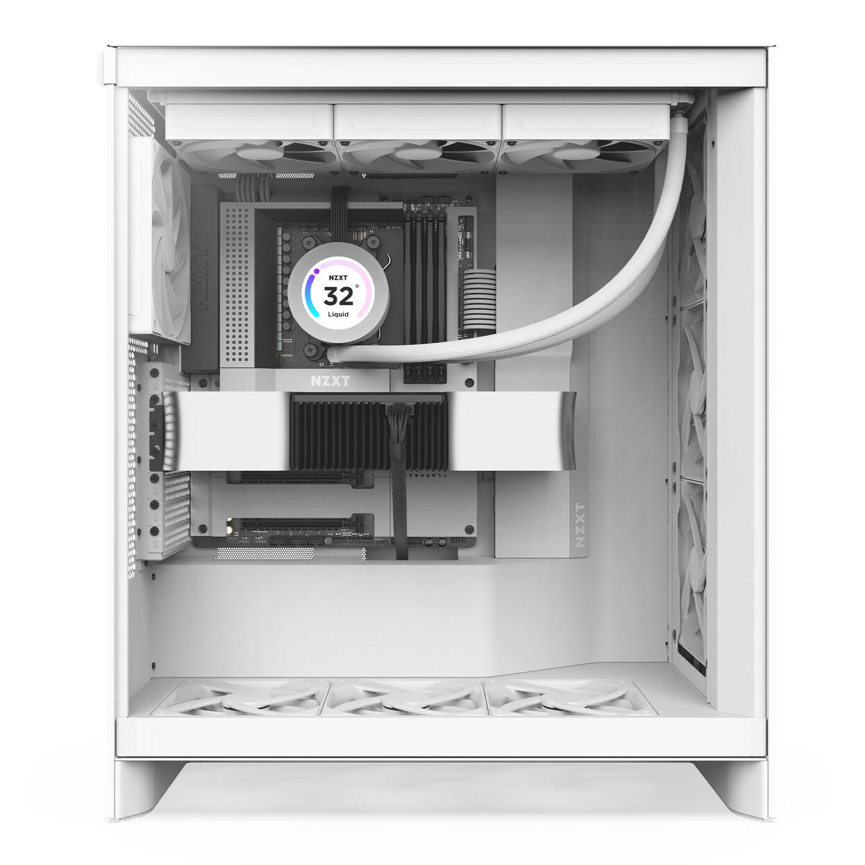 NZXT H7 Flow PC Case, Mid-Tower, E-ATX, Tempered Glass - White ...