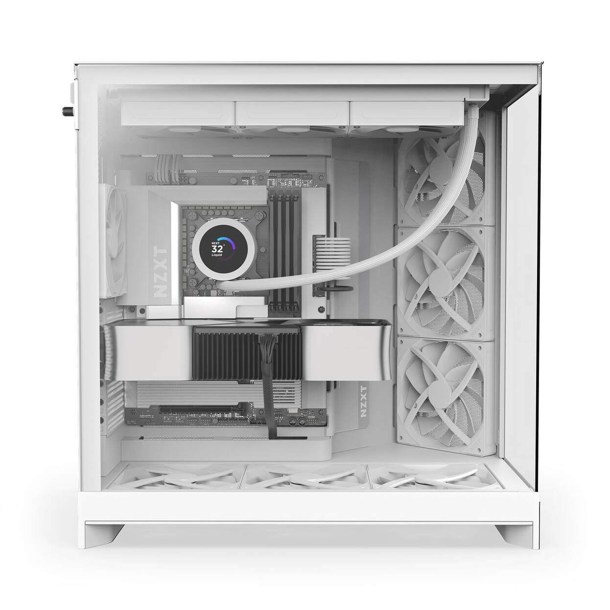 NZXT H9 Flow PC Case, Mid-Tower, ATX, Tempered Glass - White ...