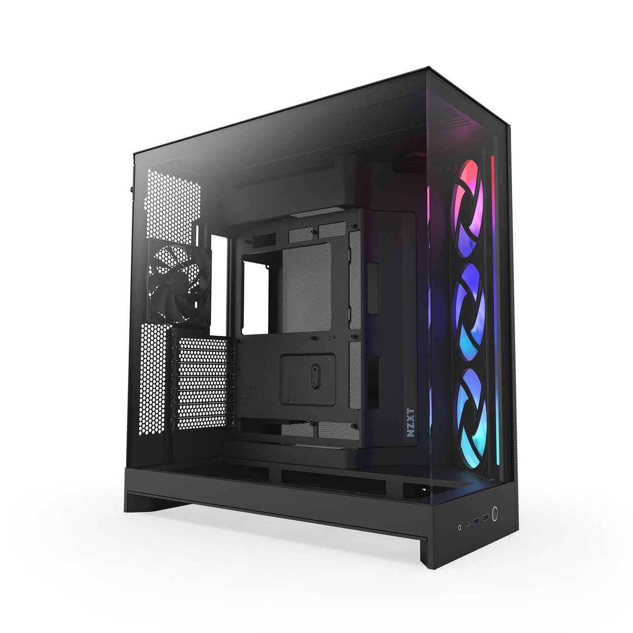 NZXT H9 Flow RGB PC Case, Mid-Tower, E-ATX, Tempered Glass - Black ...