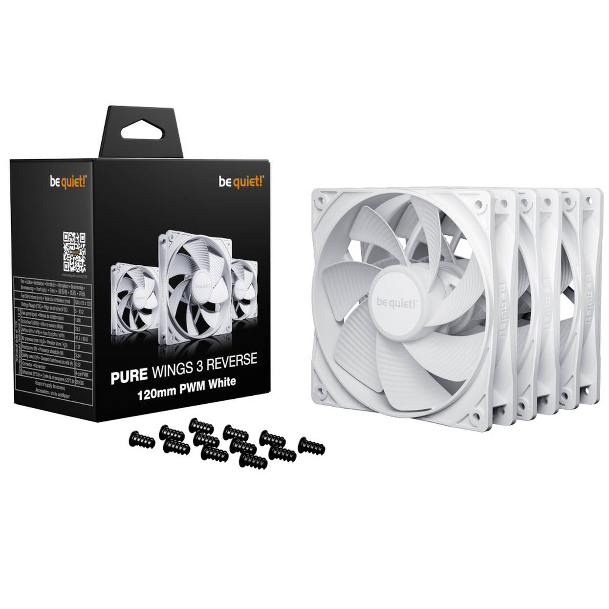 be quiet! Pure Wings 3 Fans, PWM, Reverse - 120mm, white, pack of 3 ...
