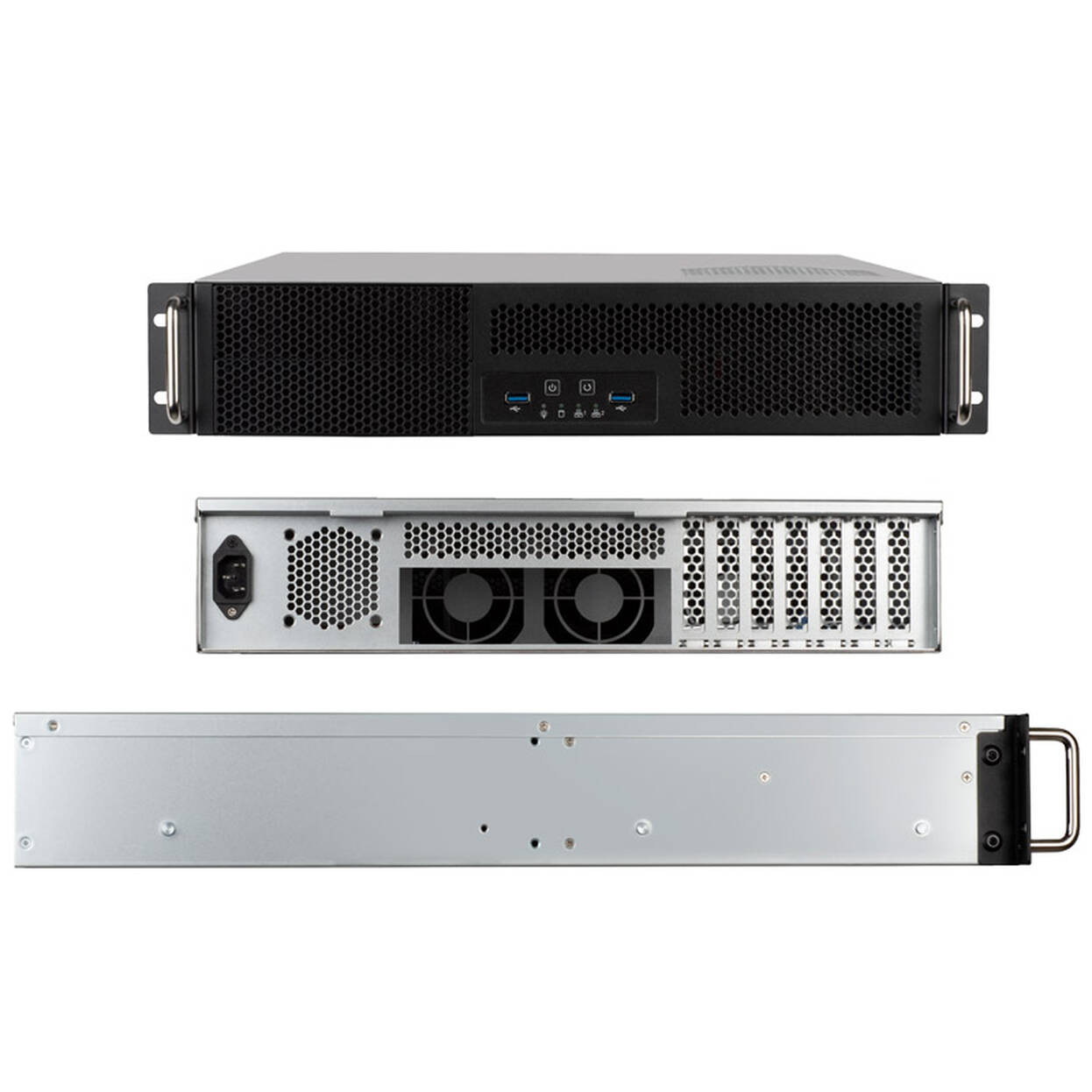 SilverStone RM23-502 Rackmount Server Case, ATX, USB 3.0 - 2U - black ...